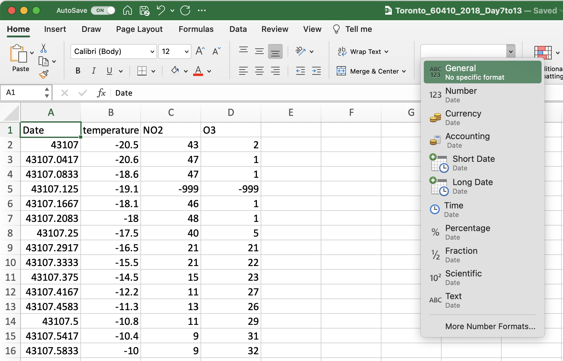 Section 3 Data Wrangling Excel For General Chemistry